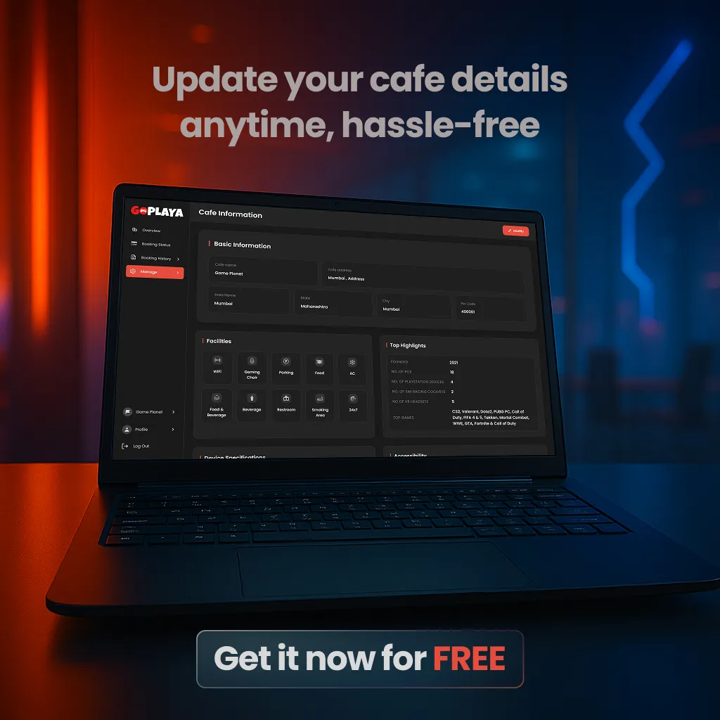 GoPlaya - India's Only Gaming Cafe Booking Platform
